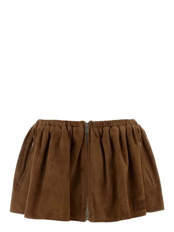 Miu Miu Zipped Mini Skirt - Brown