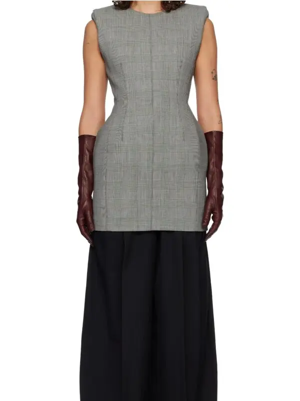 MUGLER Shoulder Pad Brooch Dress - Gray