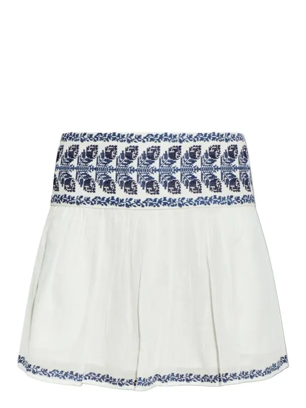 Isabel Marant Étoile Embroidered Pleated Flared Mini Skirt - White