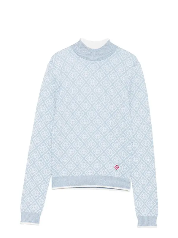 Casablanca Monogrammed High Neck Top - White