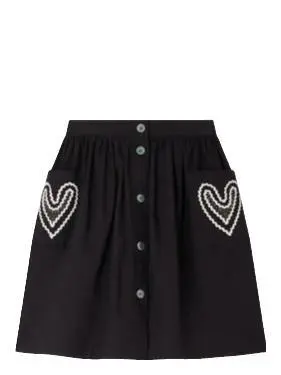 Bonpoint Lierre Hand-embroidered Flared Skirt - Black