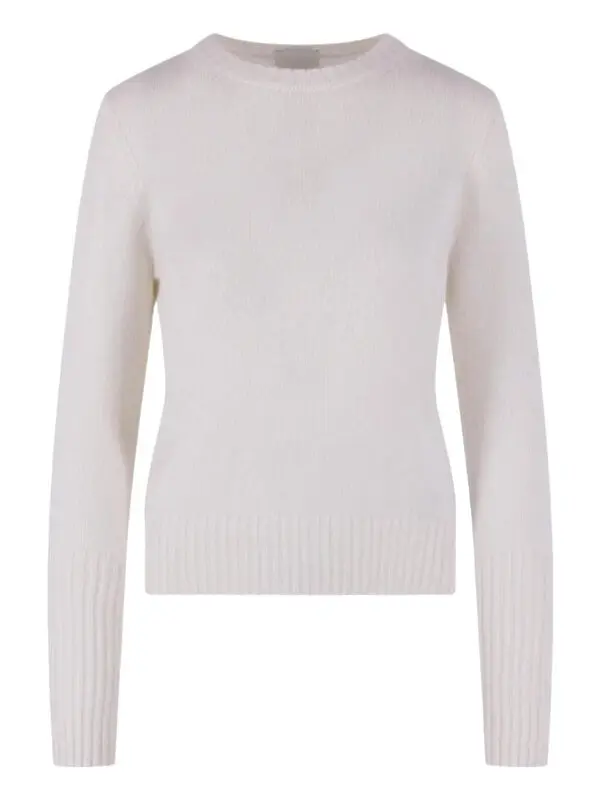 ALLUDE Cashmere Ribbed Knit Sweater - White
