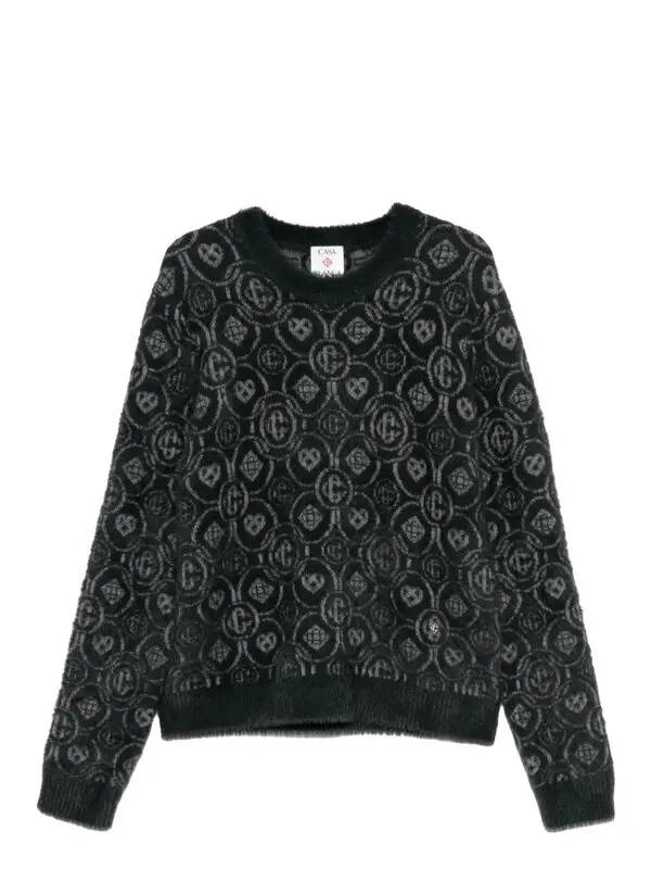 Casablanca Logo Jacquard Crewneck Sweater - Black