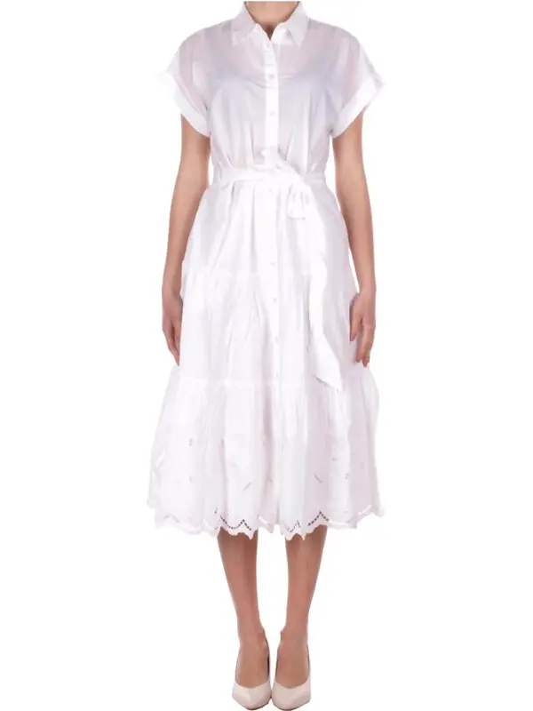 Ralph Lauren Short Sleeve Belted Shirt Dress - White