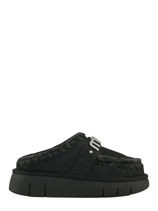 Mou Platform Sandals With Braided Trim - Crackedblack