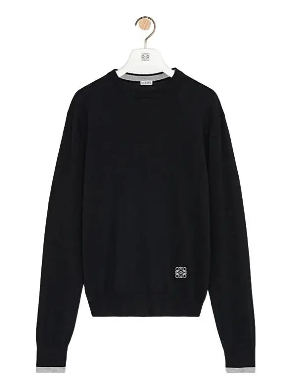 Loewe Long-sleeved Wool Sweater - Black