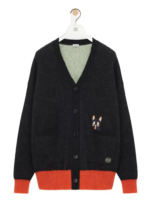 Loewe Long-sleeved V-neck Cardigan - Black/orange