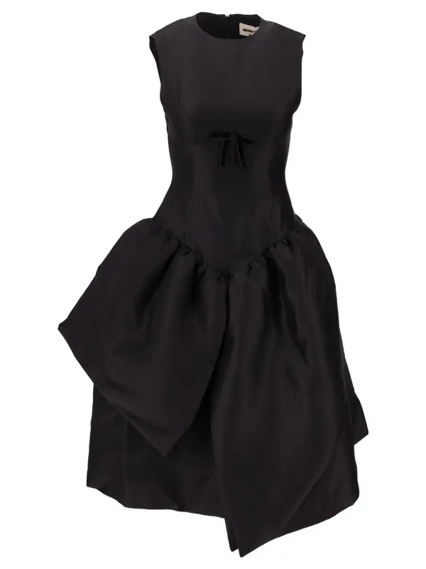 SHUSHU/TONG Sleeveless Smocked Panel Dress - Black