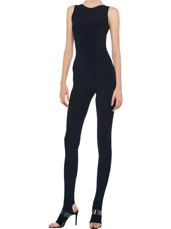 Norma Kamali Sleeveless Catsuit With Footie - Black