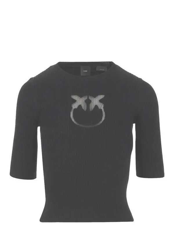 Pinko Logo Detailed Cropped Jumper - Grey