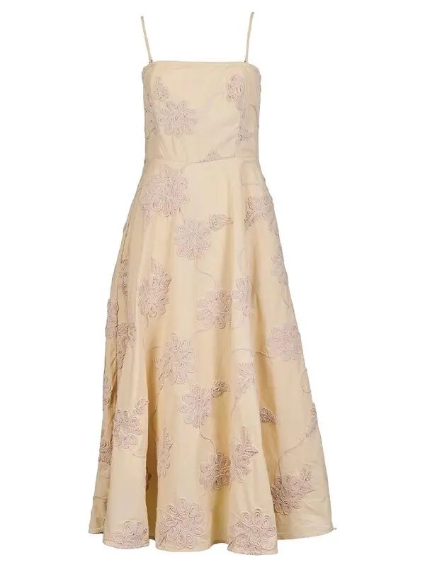 ROTATE BY BIRGER CHRISTENSEN Embroidered Floral Midi Dress - Nude