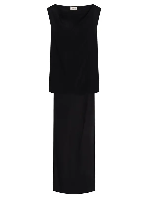 P.a.r.o.s.h Sleeveless Drape Detailed Dress - Black