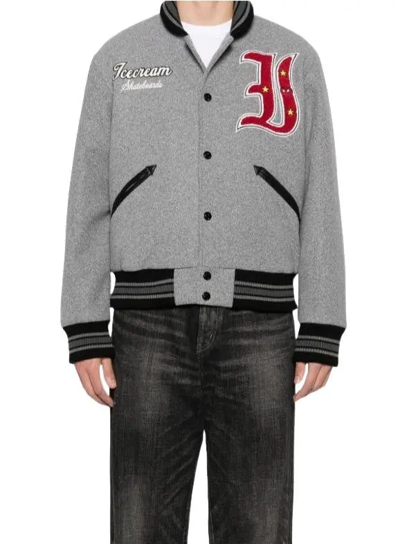 ICECREAM Logo-appliqué Bomber Jacket - Grey