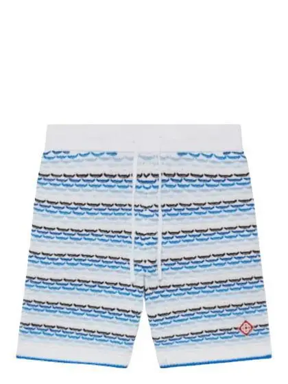 Casablanca Striped Diamond Logo Knit Shorts - Blue