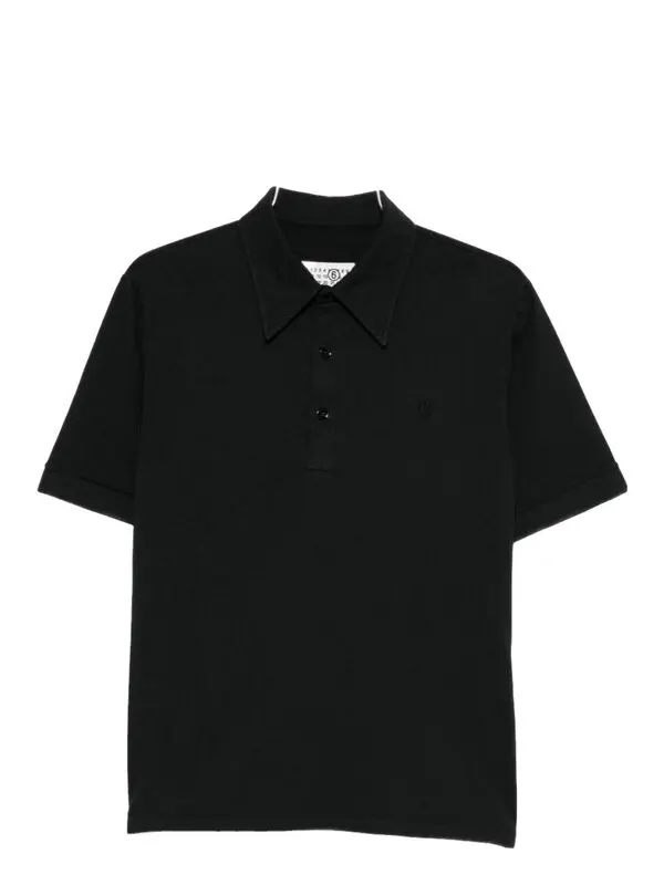 MAISON MARGIELA Logo-embroidered Polo Shirt - Black