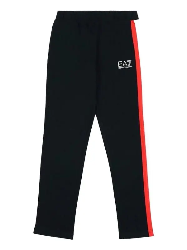 EA7 Logo Side Striped Sweatpants - Black