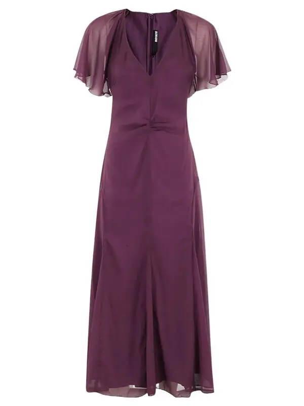 ROTATE BY BIRGER CHRISTENSEN V-neck Sheer Sleeve Dress - No