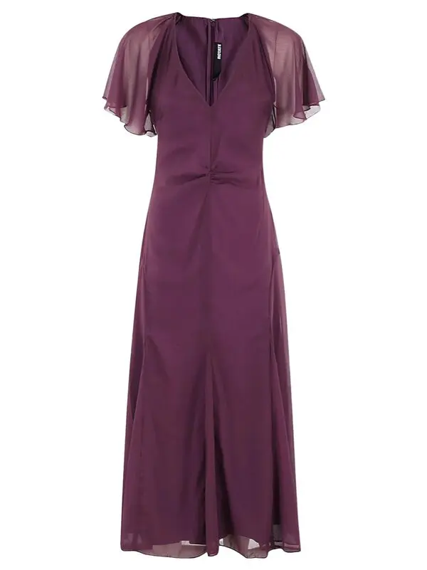 ROTATE BY BIRGER CHRISTENSEN V-neck Sheer Sleeve Dress - Red
