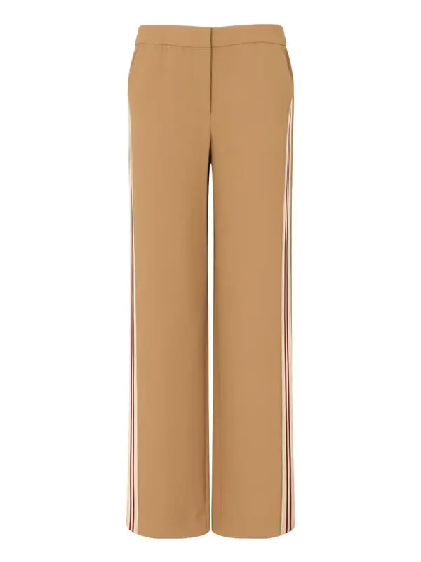 Veronica Beard Side-stripe Wide-leg Pants - Nude