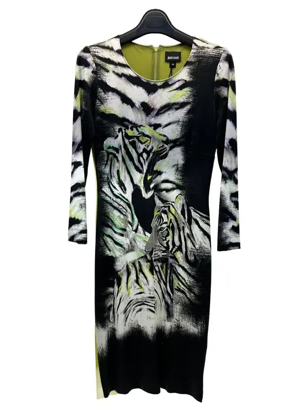 Just Cavalli Long Sleeve Printed Dress - Black