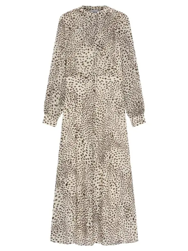Marella Long Printed Georgette Shirt Dress - Off White