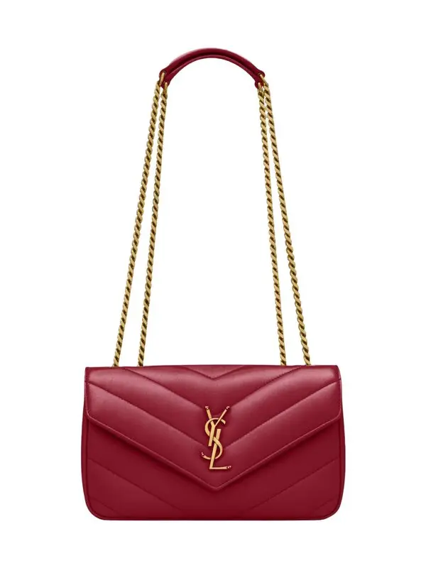 Saint Laurent Loulou Matelassé Small Shoulder Bag - Deep Red
