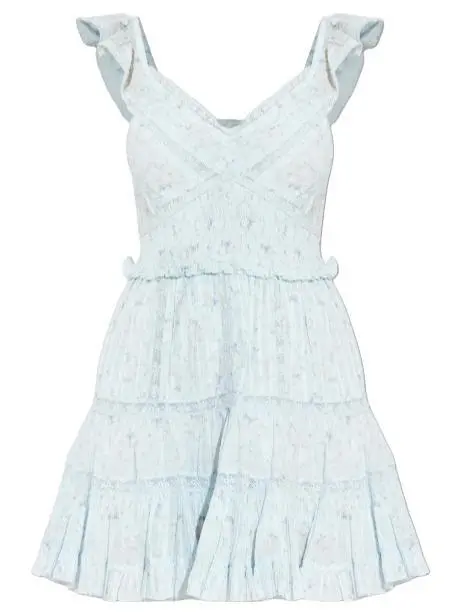 LoveShackFancy Presline Ruffled Mini Dress - White