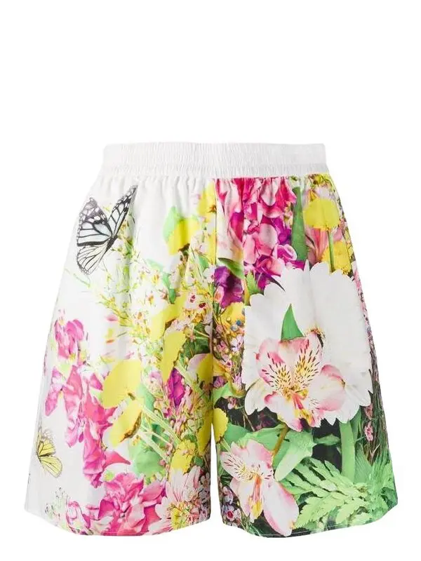 Moschino Floral Printed Wide-legged Shorts - White