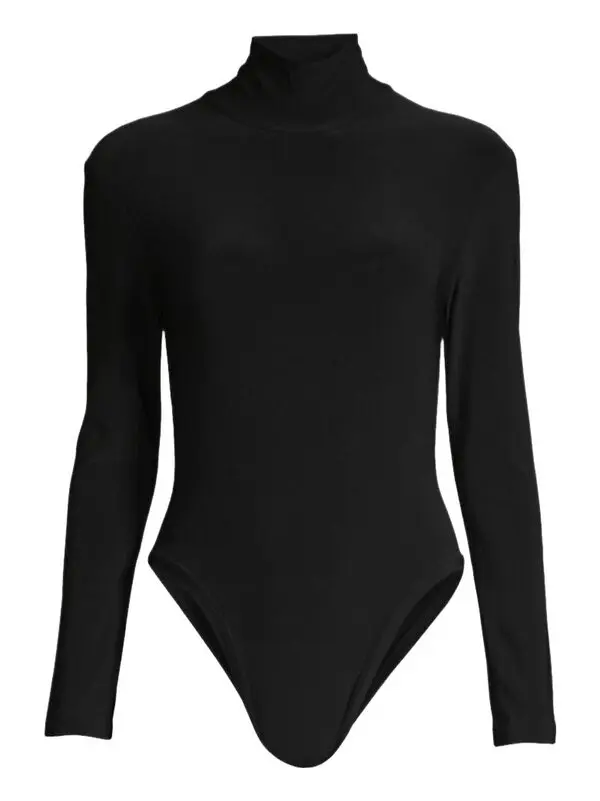 Norma Kamali Long Sleeve Open Back Turtleneck Bodysuit - Black