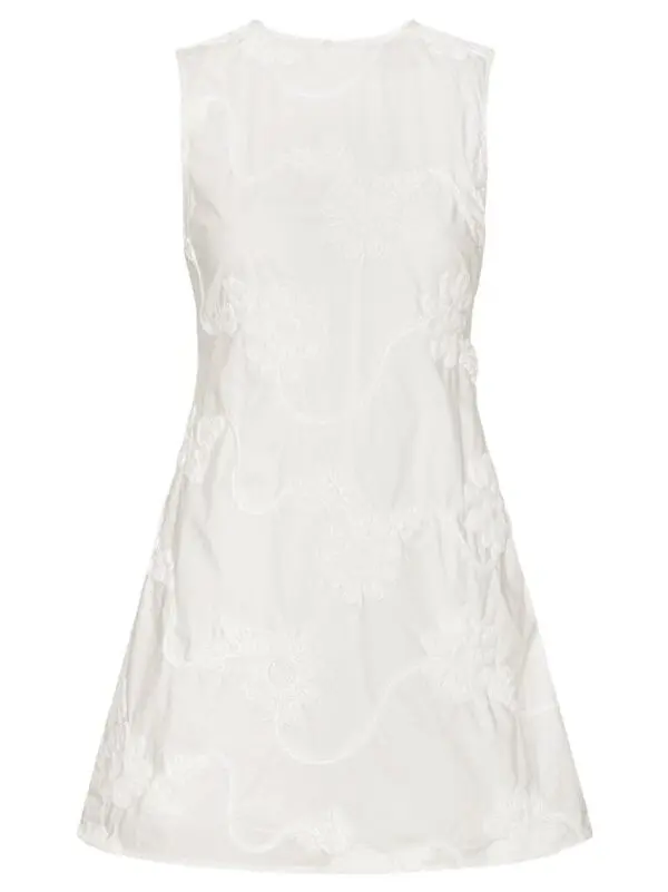 ROTATE BY BIRGER CHRISTENSEN Sleeveless Embroidered Floral Mini Dress - Bright White