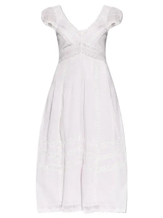 LoveShackFancy Suvi Lace-trim Midi Dress - White