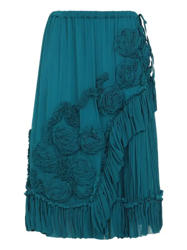 Dries Van Noten Sammy Bis Textured Midi Skirt With Floral Motifs - No