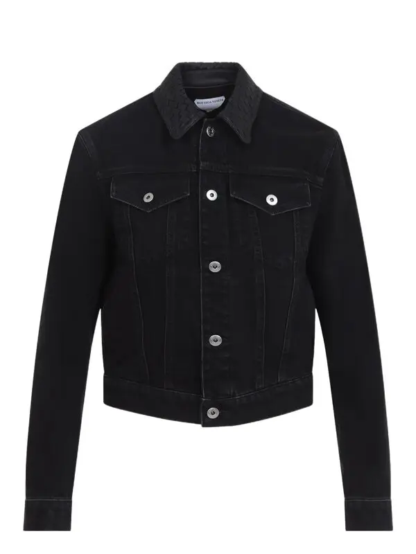 Bottega Veneta Woven-collar Denim Jacket - Black