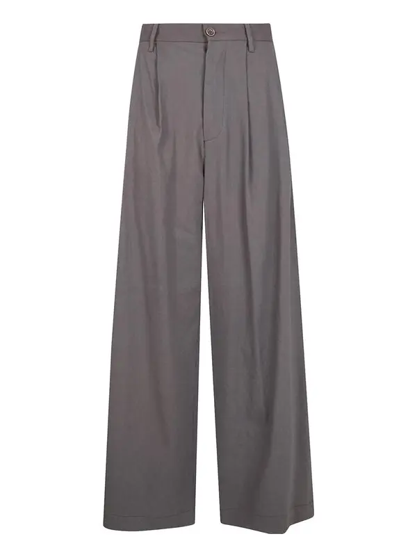 UMA WANG Wide Leg Pleated Trousers - Dark Grey