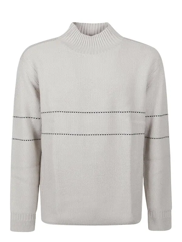 Emporio Armani High-neck Striped Sweater - White