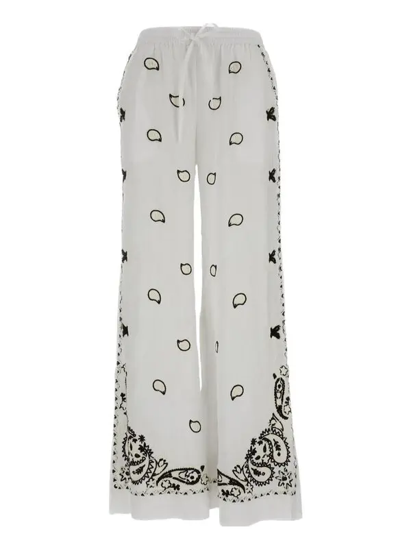 P.a.r.o.s.h Embroidered Wide-leg Trousers - White