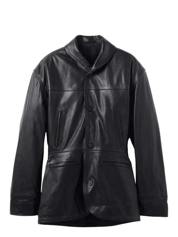Jacquemus The Gardian Button-up Leather Jacket - Black