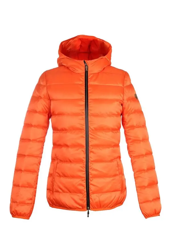 EA7 Hooded Down Jacket With Logo Detail - Orange