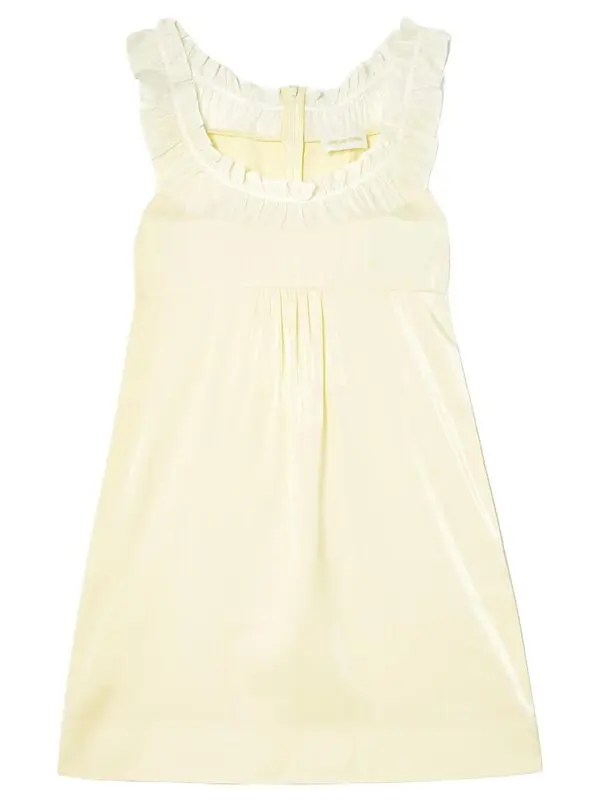 SHUSHU/TONG Ruffled Chiffon-trimmed Satin Mini Dress - White