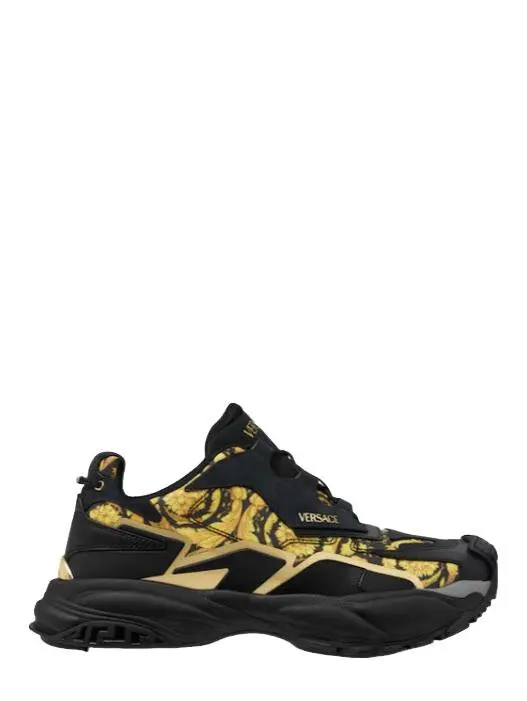 Versace Barocco Print Sneakers - Black  Gold