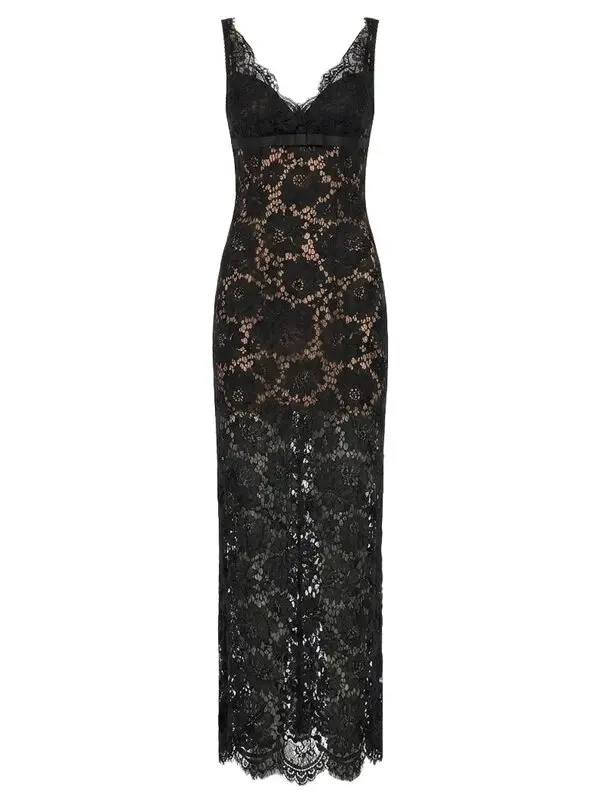 SELF-PORTRAIT Lace-panelled Maxi Dress - Black