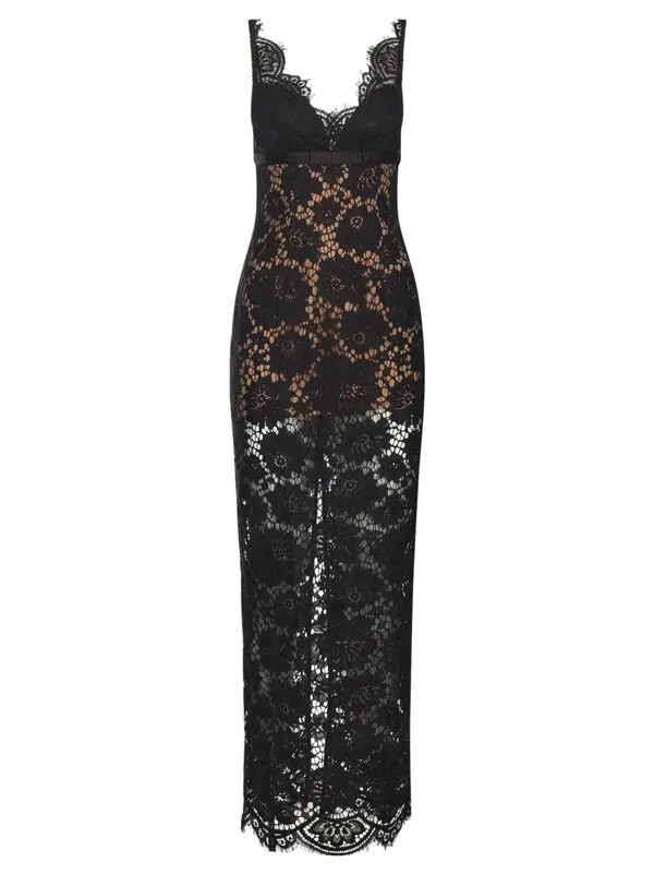 SELF-PORTRAIT Floral Lace Maxi Dress - Black