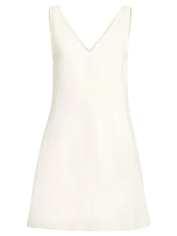 Brunello Cucinelli V-neck Sleeveless Twill Mini Dress - Cream