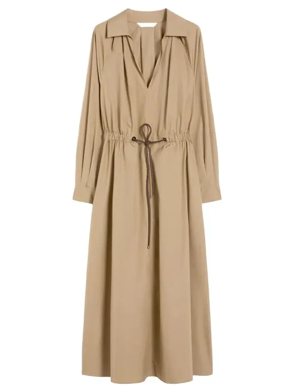 Max Mara Mxmpedaggi Flared Poplin Dress - Khaki