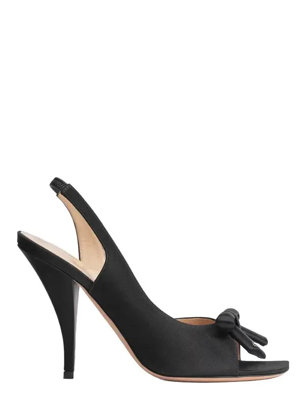 Dior Bow Heeled Slingback Sandal - Black