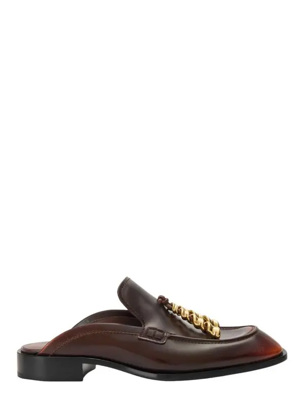 Loewe Edge Loafer Mules With Gold-finish Coil Embellishments - Brown