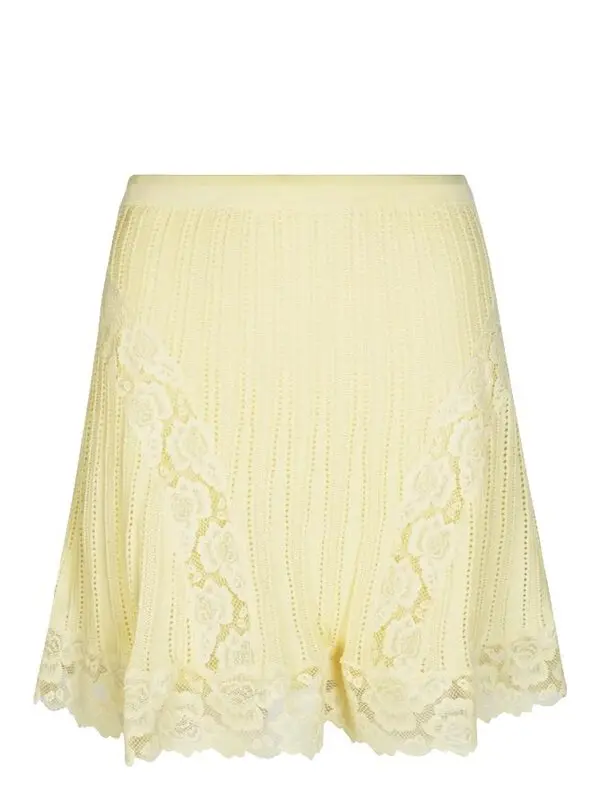 SELF-PORTRAIT Lace Trim Mini Skirt - Yellow