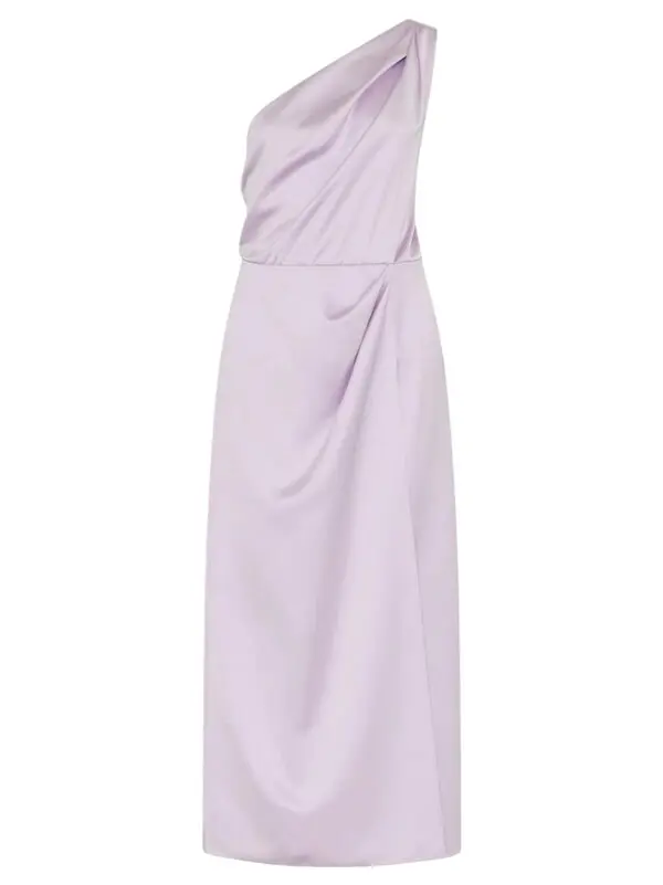 Marella Candito Satin One-shoulder Midi Dress - Purple
