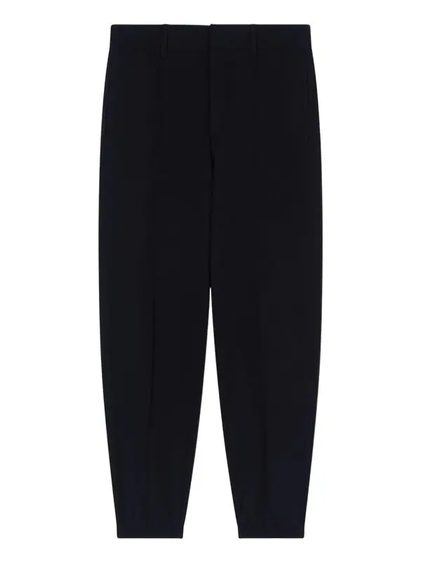 Emporio Armani Elasticated Waist Trousers With Logo Plate - Navy Blue