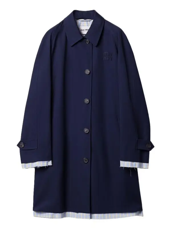 Miu Miu Long-sleeved Button-up Coat With Classic Lapel - Royal Blue